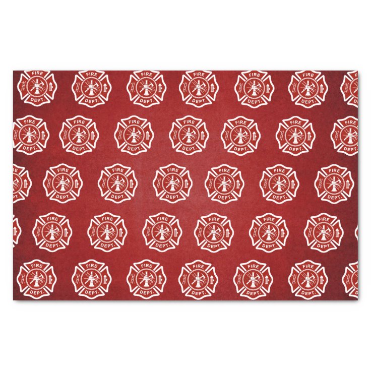 Classic Fire Fighter Symbol Pattern Red Tissue Paper | Zazzle