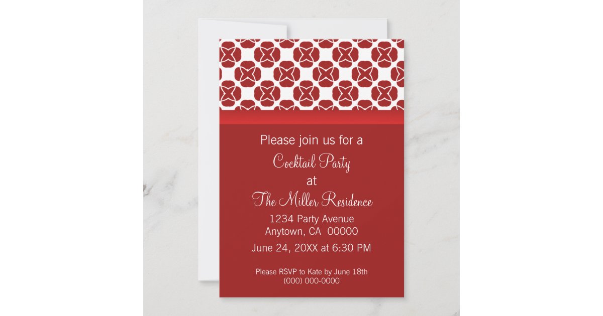 Classic Flair Cocktail Party Invite, Dark Red Invitation | Zazzle