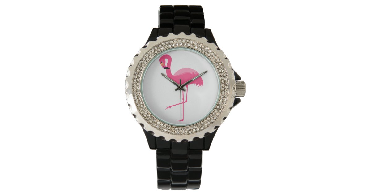 CLASSIC FLAMINGO CUSTOM BLACK WATCH | Zazzle