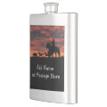 Classic Flask Cowboy and Sunset Customizable | Zazzle