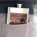 Classic Flask Cowboy and Sunset Customizable | Zazzle