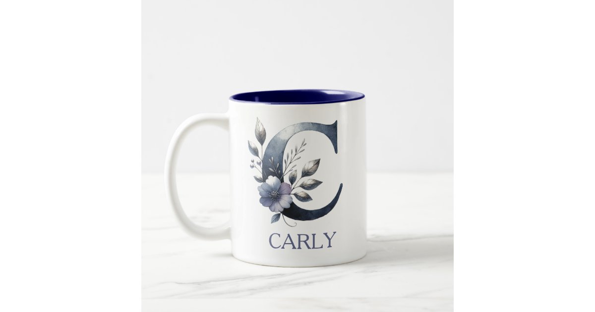 Classic Floral Initial letter C - Custom Name Two-Tone Coffee Mug | Zazzle