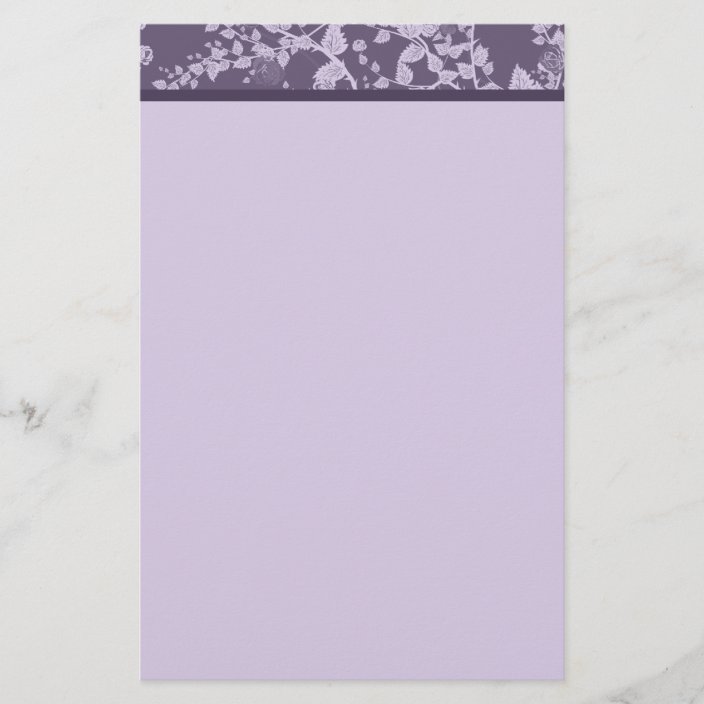 Classic Floral Purple Paper Stationery | Zazzle.com
