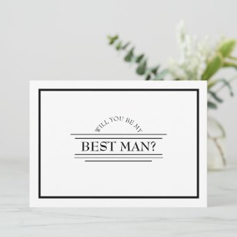 Classic Formal Black White Best Man Proposal Card | Zazzle