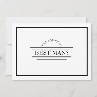 Classic Formal Black White Best Man Proposal Card | Zazzle