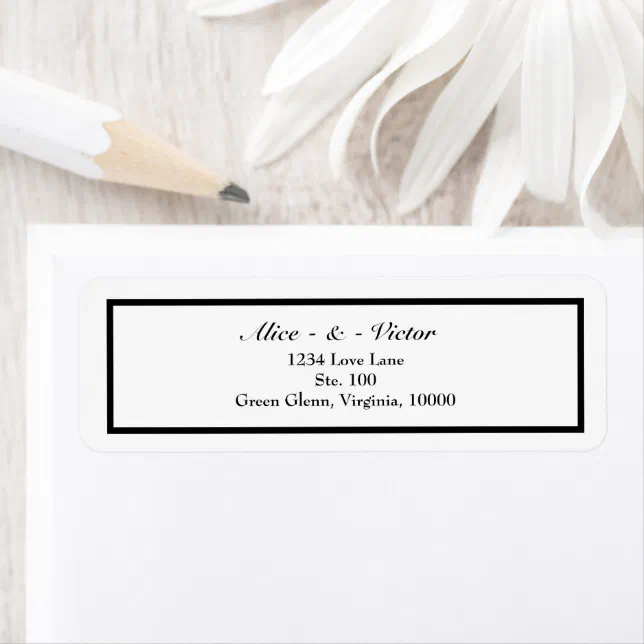 Classic Formal Black White Wedding Return Address Label | Zazzle