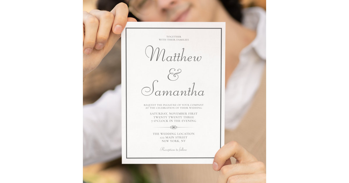 Classic Formal Elegant Wedding Invitation | Zazzle