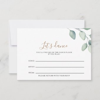 Classic Formal Green Wedding Song Request Card | Zazzle