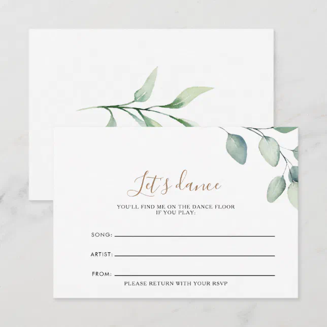 Classic Formal Green Wedding Song Request Card | Zazzle