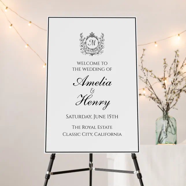 Classic Formal Wedding Crest Welcome Sign | Zazzle
