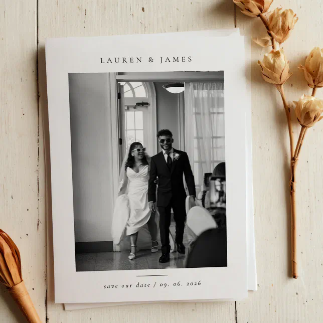 Classic Formal Wedding Photo Save the Date | Zazzle