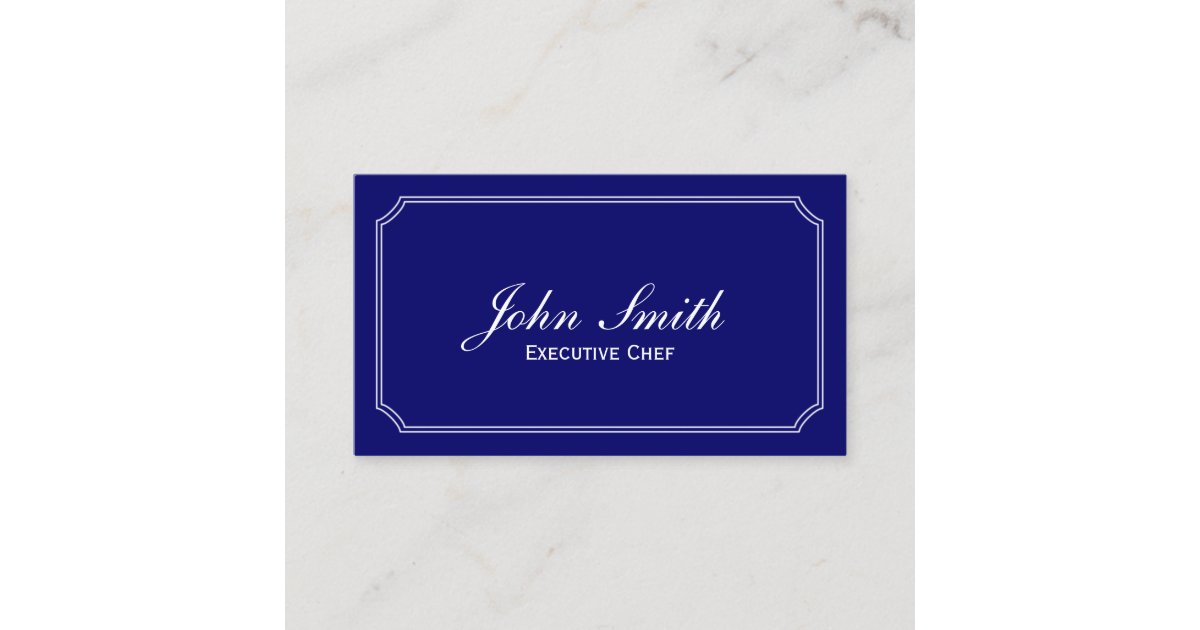 Classic Frame Navy Blue Chef Professional Business Card | Zazzle