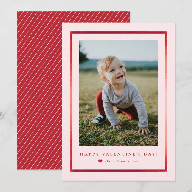 Classic Frame Portrait Photo Valentine's Day Card | Zazzle