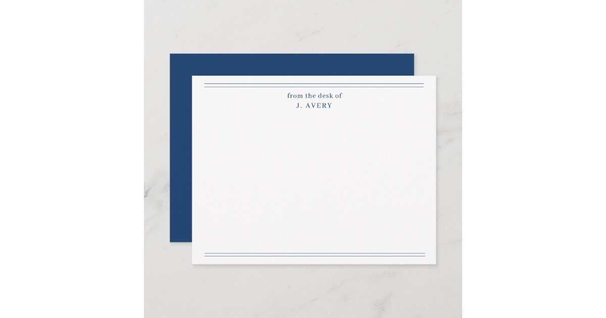 Classic From The Desk Of Navy Blue Note Card | Zazzle
