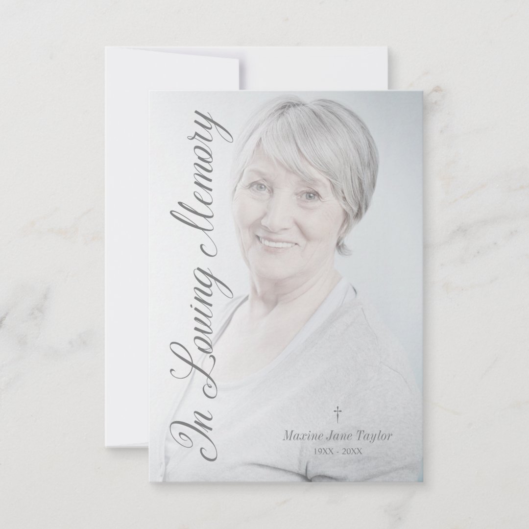 Classic Funeral Service Dear Ones Custom Photo Note Card | Zazzle
