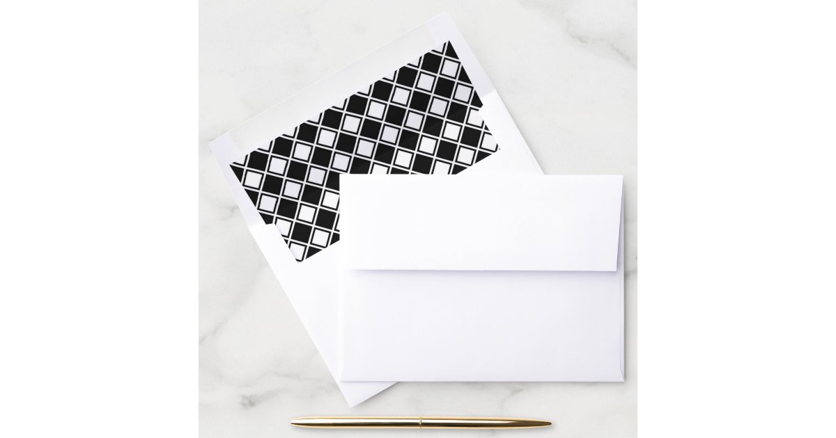 Classic Geometric Design Black and White Diamond Envelope Liner | Zazzle