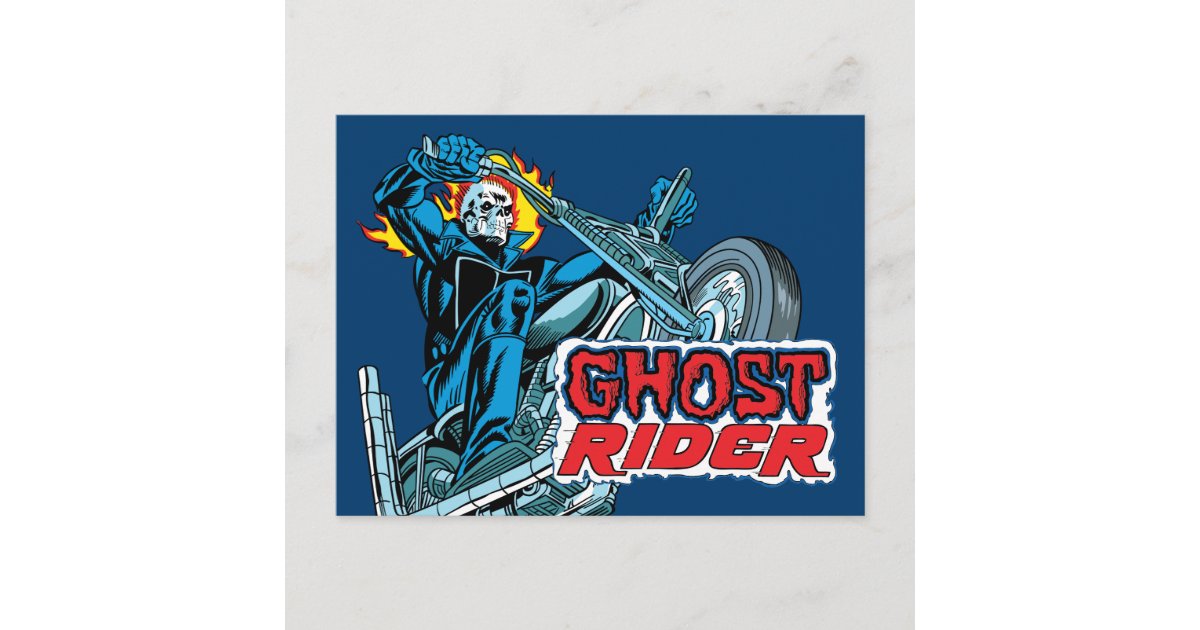 Classic Ghost Rider Riding Motorcycle Postcard | Zazzle