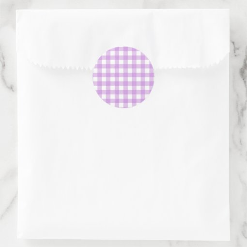 Classic Gingham Check Plaid Pattern Lilac Classic Round Sticker | Zazzle