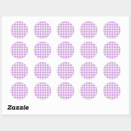 Classic Gingham Check Plaid Pattern Lilac Classic Round Sticker | Zazzle