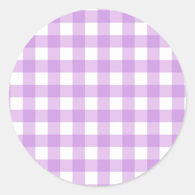 Classic Gingham Check Plaid Pattern Lilac Classic Round Sticker | Zazzle