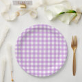 Classic Gingham Check Plaid Pattern Lilac Paper Plates | Zazzle