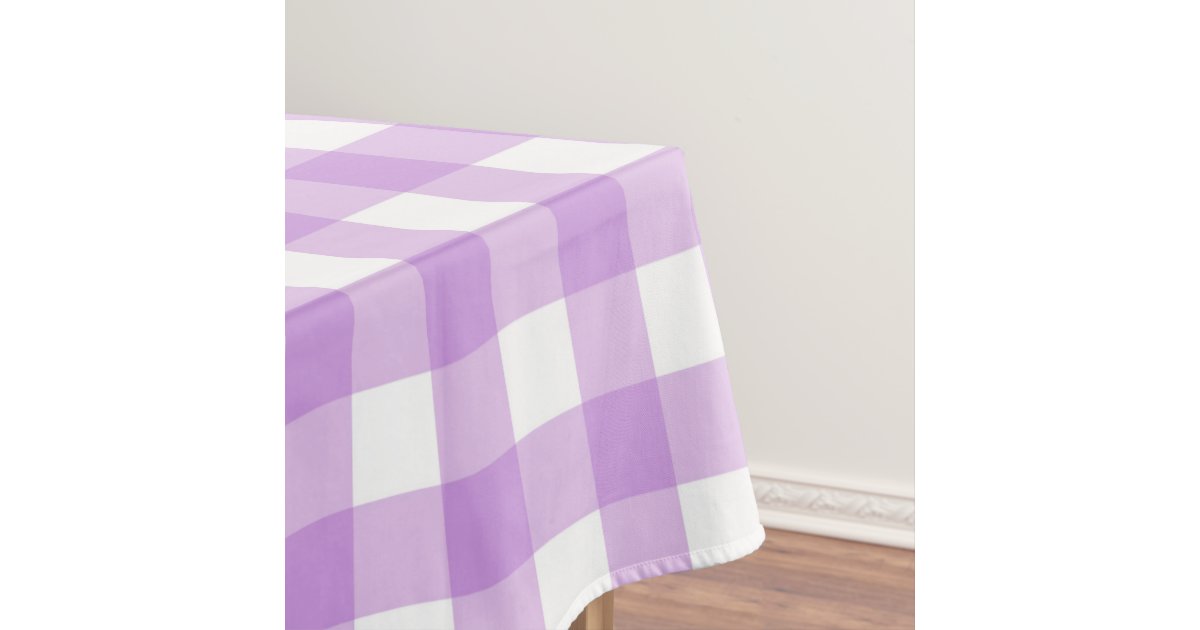 Classic Gingham Check Plaid Pattern Lilac Tablecloth | Zazzle
