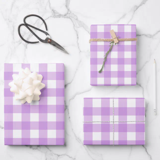 Classic Gingham Check Plaid Pattern Lilac Wrapping Paper Sheets | Zazzle