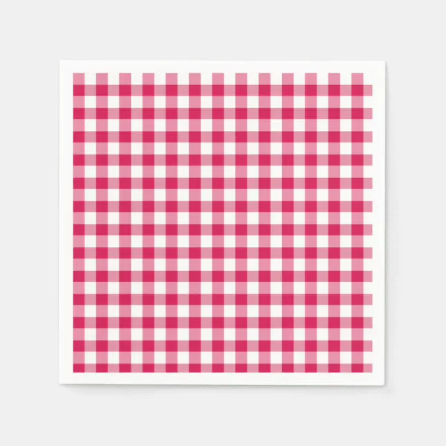 Classic Gingham Raspberry Napkins | Zazzle