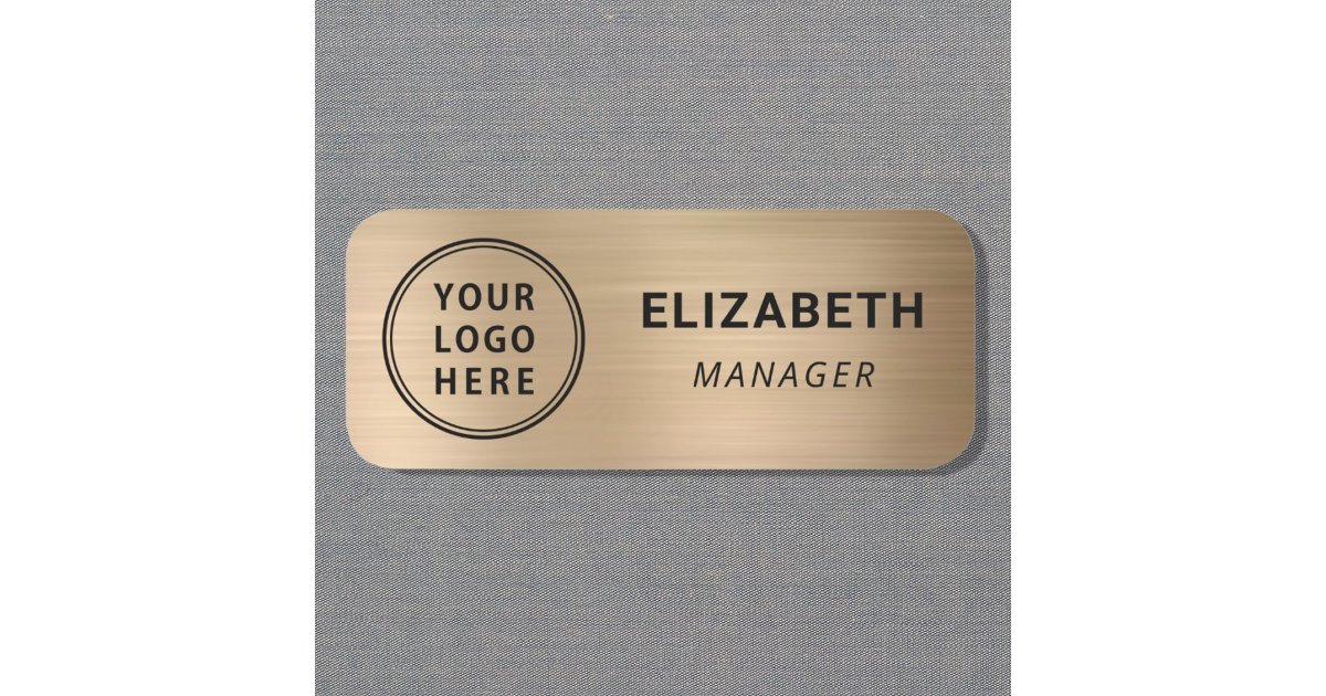 Classic Gold Business Logo Name Tag | Zazzle
