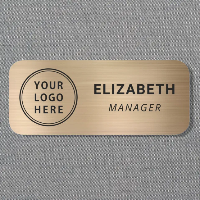 Classic Gold Business Logo Name Tag | Zazzle