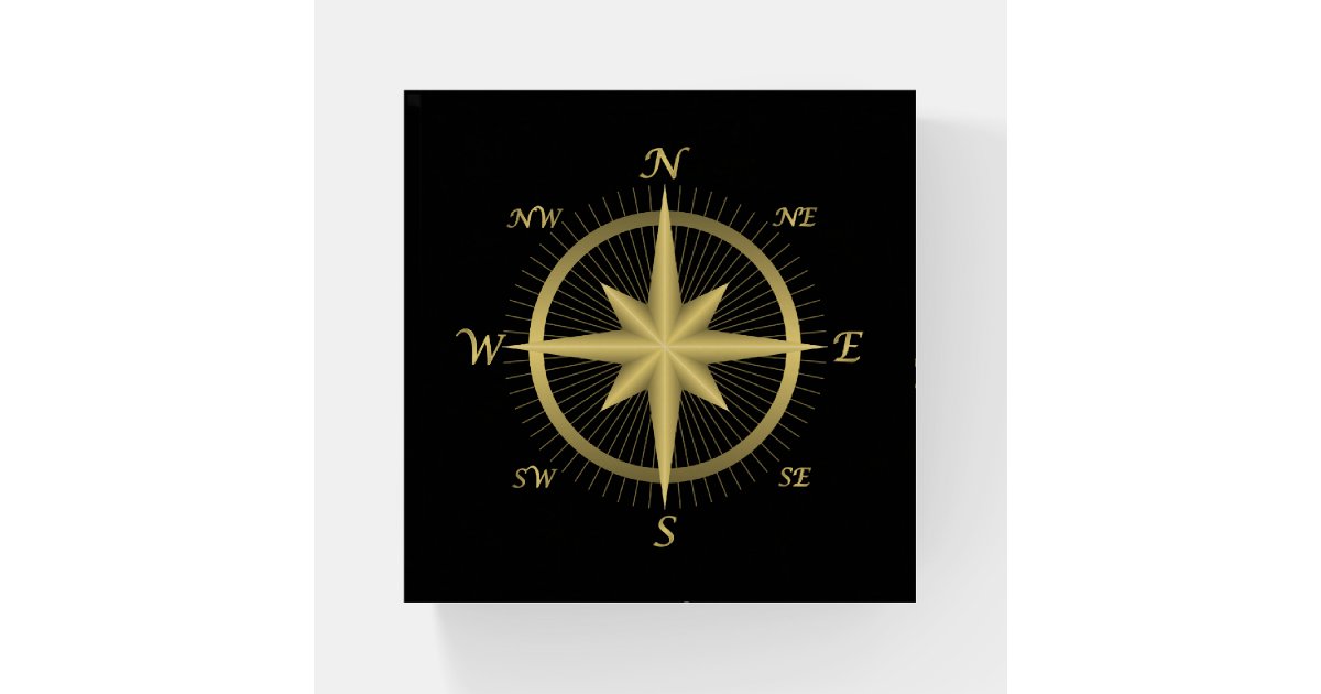 Classic Gold Compass on Black Paperweight | Zazzle