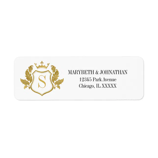 Classic Gold Crest Wedding Address Label | Zazzle