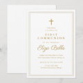 Classic Gold Cross Religious First Holy Communion Invitation | Zazzle