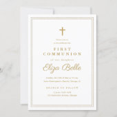 Classic Gold Cross Religious First Holy Communion Invitation | Zazzle