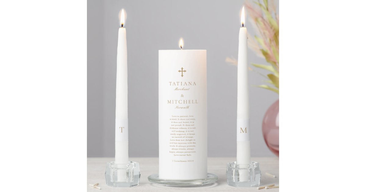 Classic Gold Elegant Wedding Unity Candle Set | Zazzle
