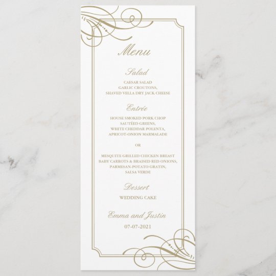 Classic Gold Frame Luxurious Wedding Menu | Zazzle.com