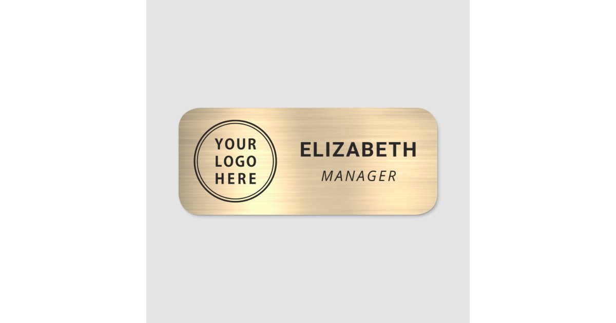 Classic Gold Logo Name Tag | Zazzle