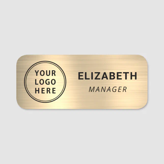 Classic Gold Logo Name Tag | Zazzle