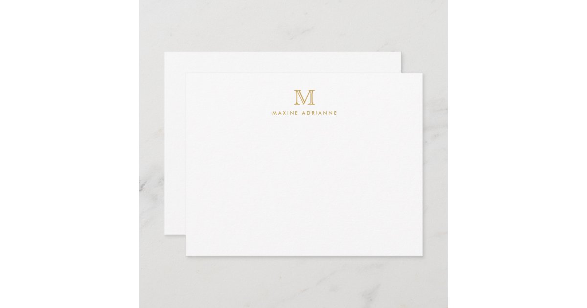 Classic Gold Modern Monogram Initial Note Card | Zazzle