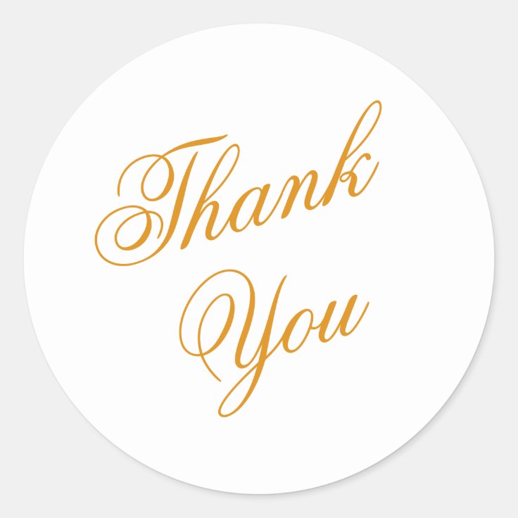 Classic Gold Script Thank You Round Sticker | Zazzle