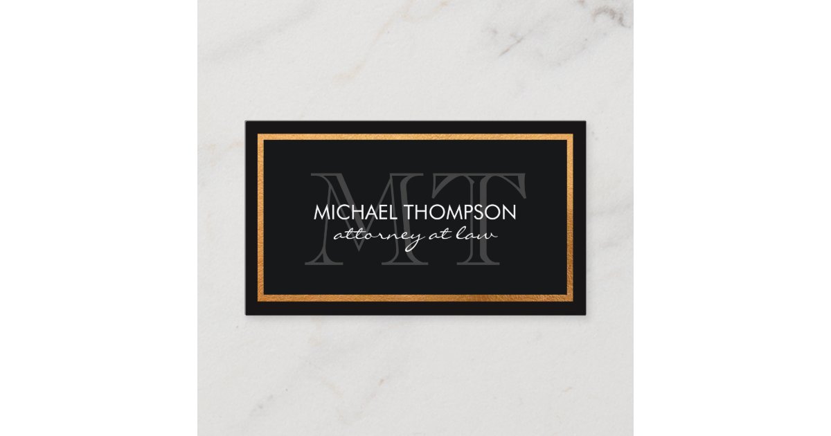 Classic Gold Trim with Monogram Business Card | Zazzle