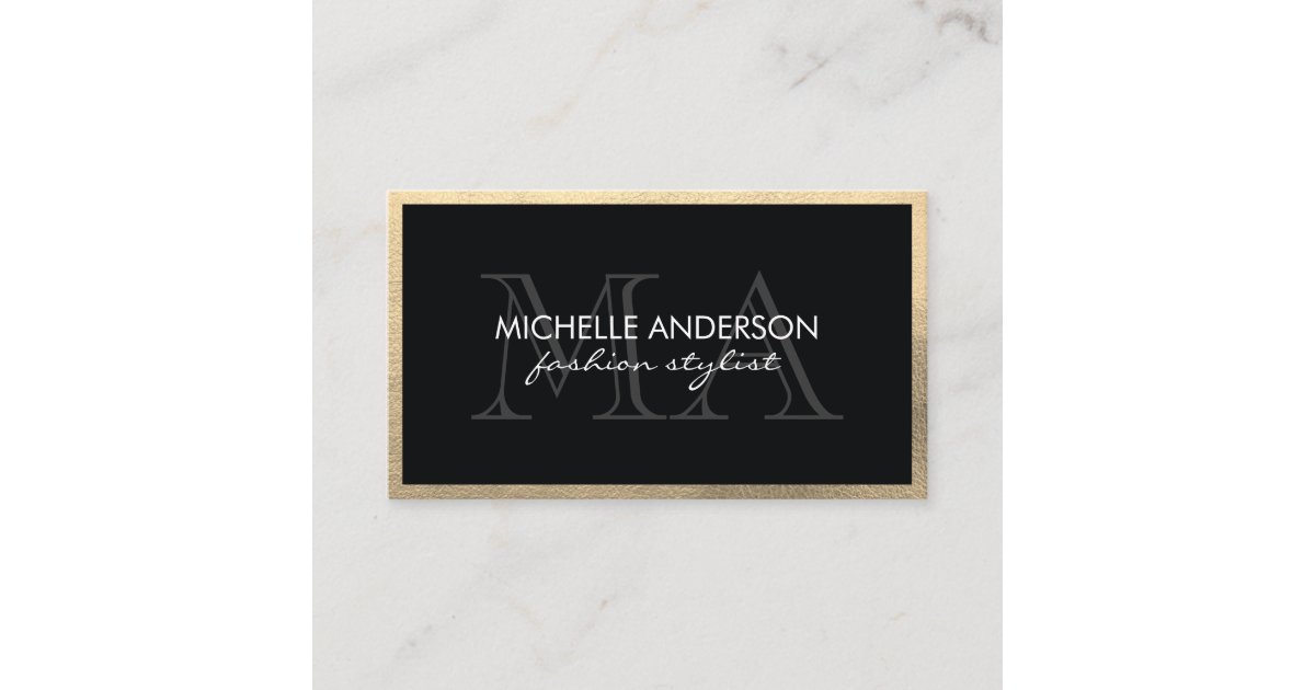 Classic Gold Trim with Monogram Business Card | Zazzle