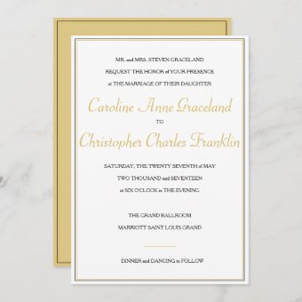 Classic Gold Wedding Invitation | Zazzle