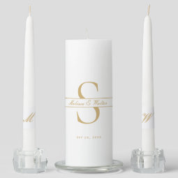 Classic Gold Wedding Monogram Ceremony Unity Candle Set | Zazzle