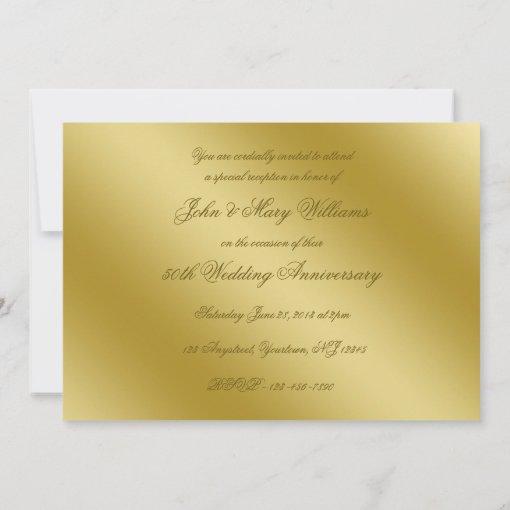 Classic Golden 50th Wedding Anniversary 5x7 Invite | Zazzle