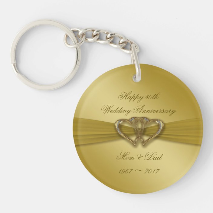 Classic Golden 50th Wedding Anniversary Key Chain | Zazzle.com