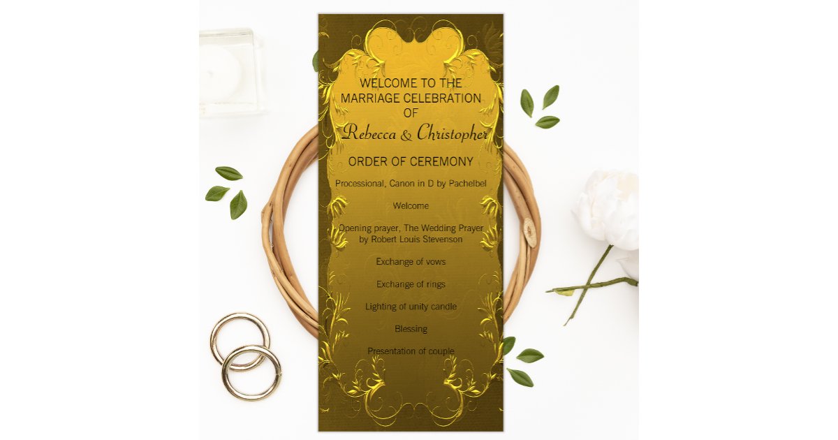 Classic Golden Elegance Wedding Program | Zazzle