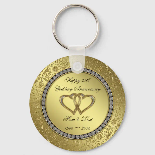 Classic Golden Wedding Anniversary Key Chain | Zazzle