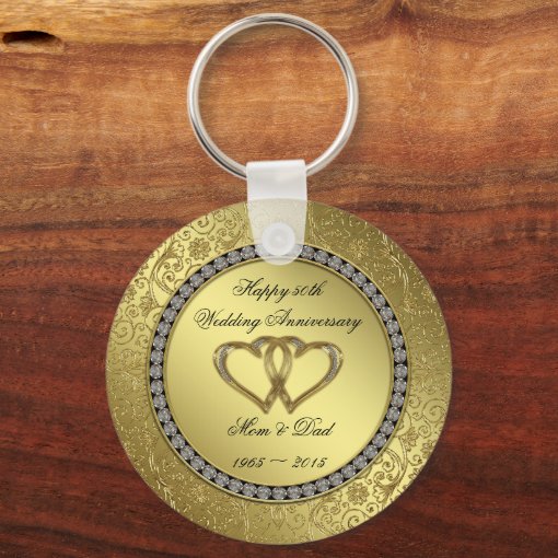 Classic Golden Wedding Anniversary Key Chain | Zazzle