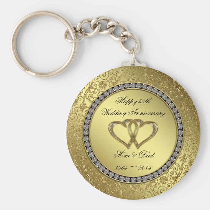 Classic Golden Wedding Anniversary Key Chain | Zazzle.com